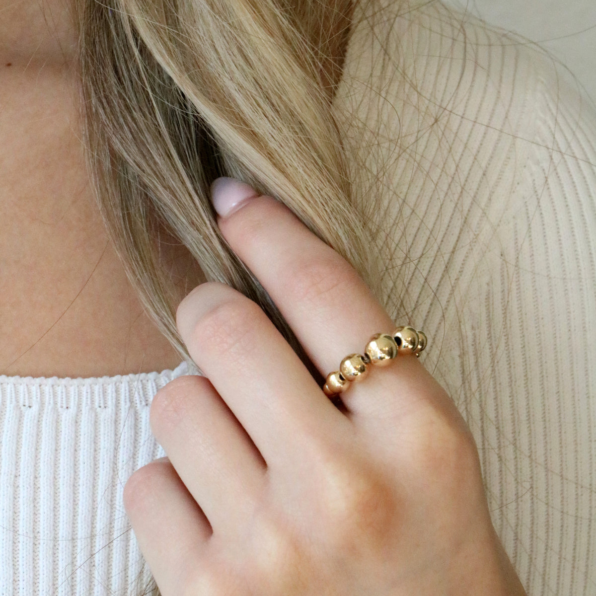 gradient bead ring {silver + gold } – Chic Mama Jewelry