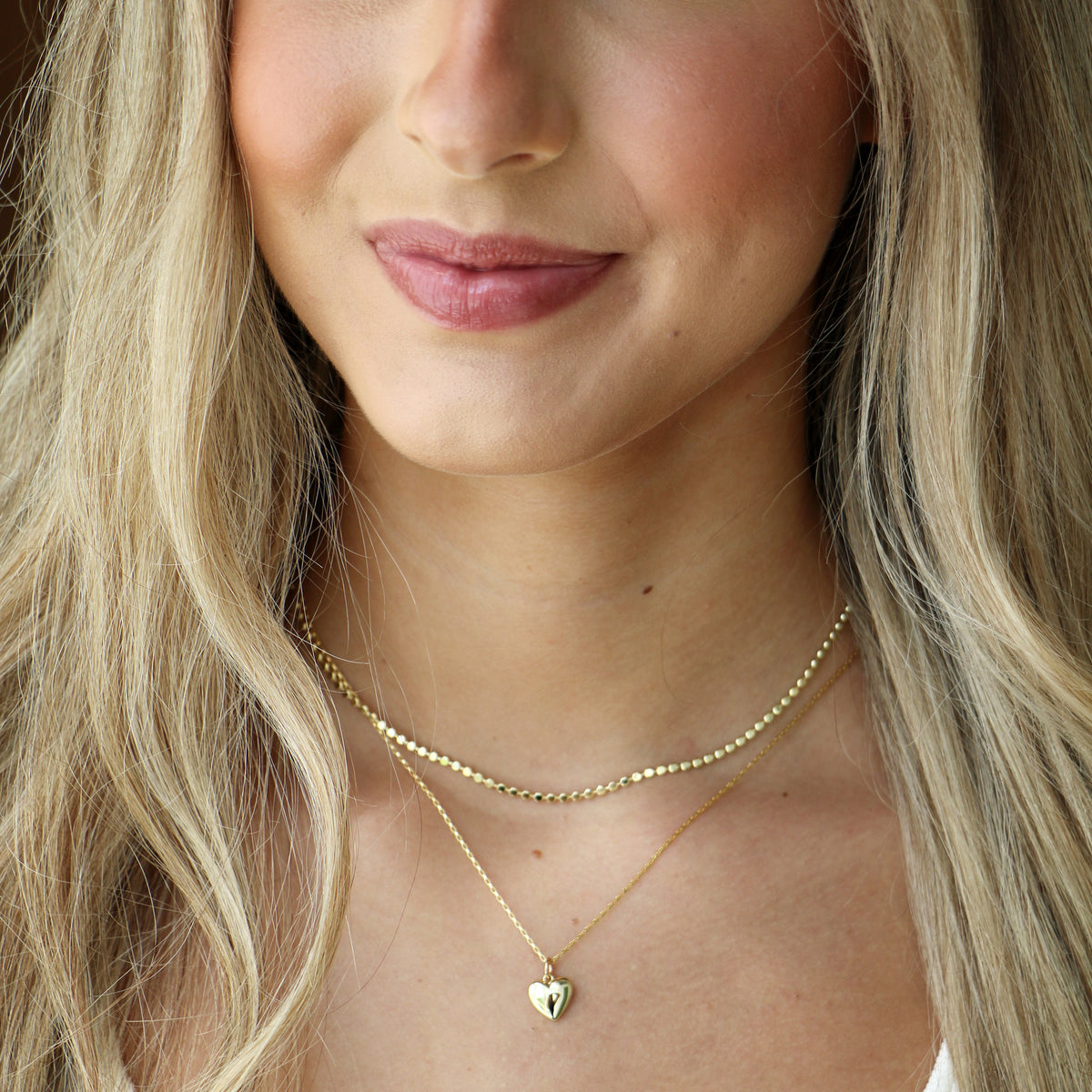 puffed heart necklace { gold } – Chic Mama Jewelry