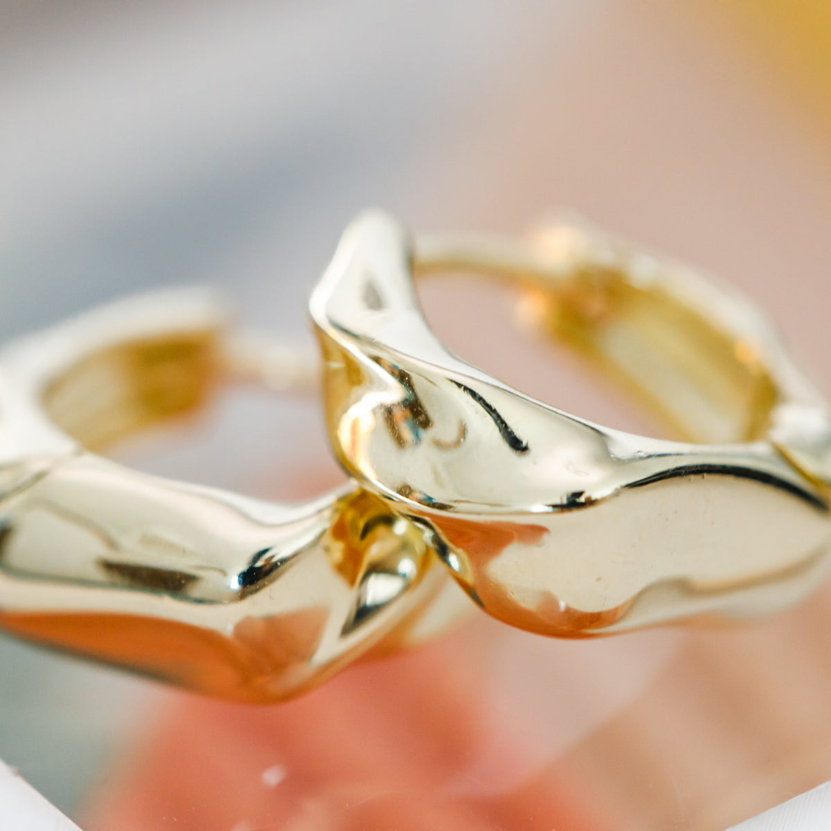 ribbon hoops { gold plated } – Chic Mama Jewelry