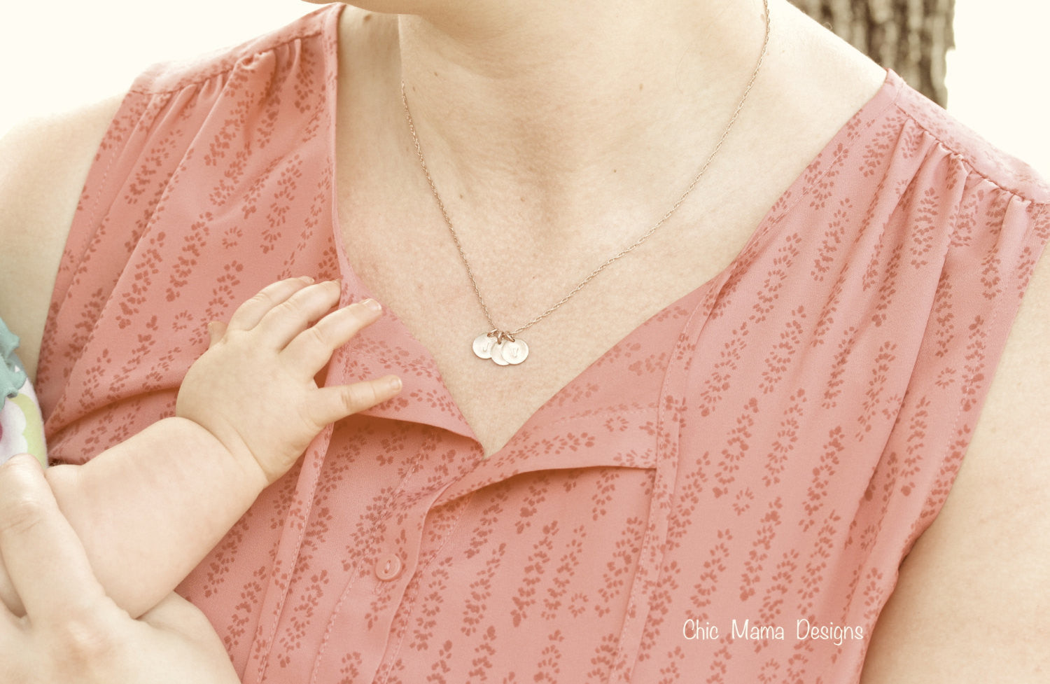 tiny initials necklace rose gold